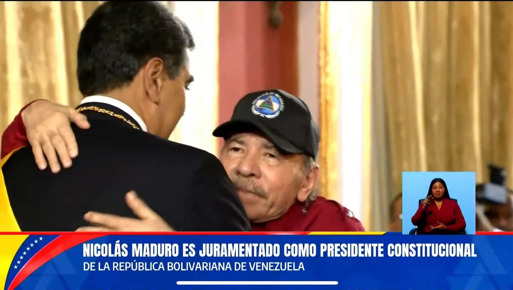 Ortega aparece de último momento en la toma de posesión ilegítima de Maduro